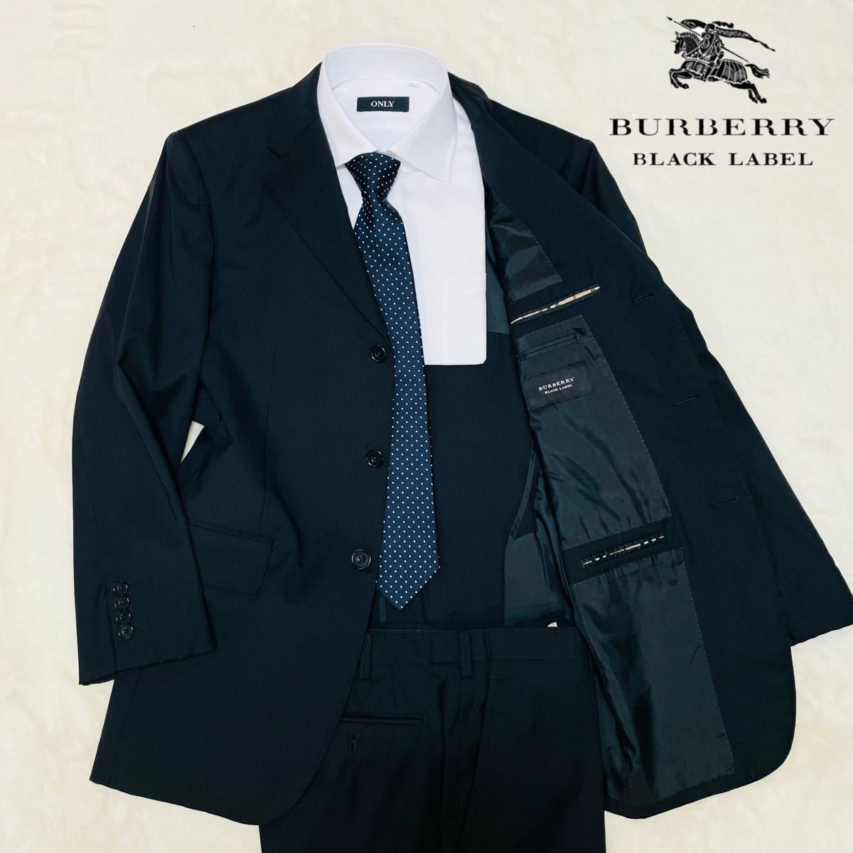 バーバリー ブラックレーベル セットアップ スーツ 3B 黒 ストライプ L BURBERRY BLACK LABEL ブラック ノバチェック 背抜き(Lサイズ)｜売買されたオークション情報 ...