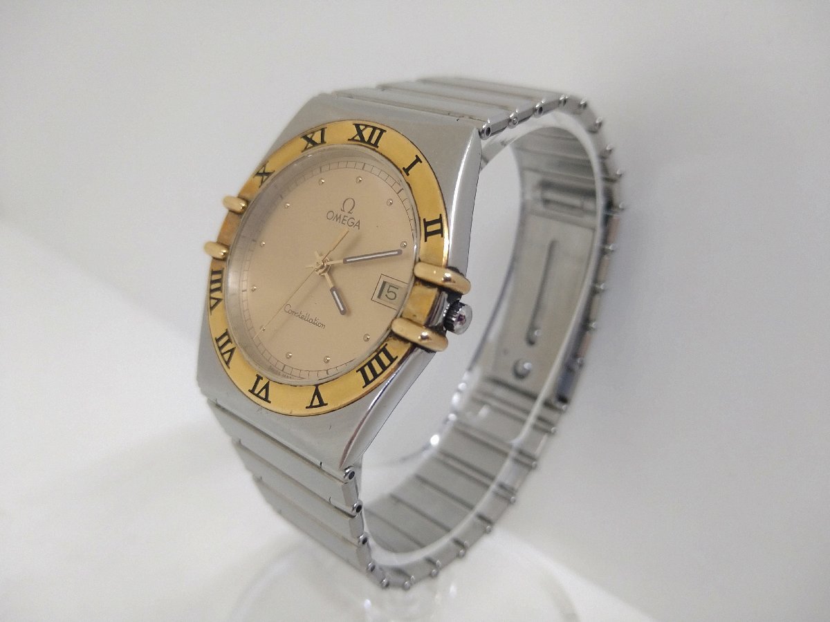 キングラム 23 -3203- OMEGA/オメガ コンステーション cal.1438 クオーツ/デイト/メンズ 腕時計 稼働品 @H994 ...