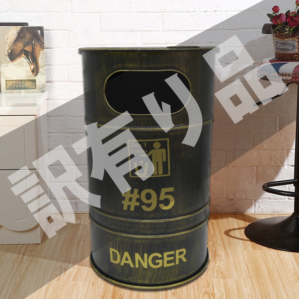訳有 BZ-126 アメリカンレトロ ドラム缶型 半円 ゴミ箱 ダストボックス ダストビン 13l 5l インテリア アメリカン雑貨 WK ...