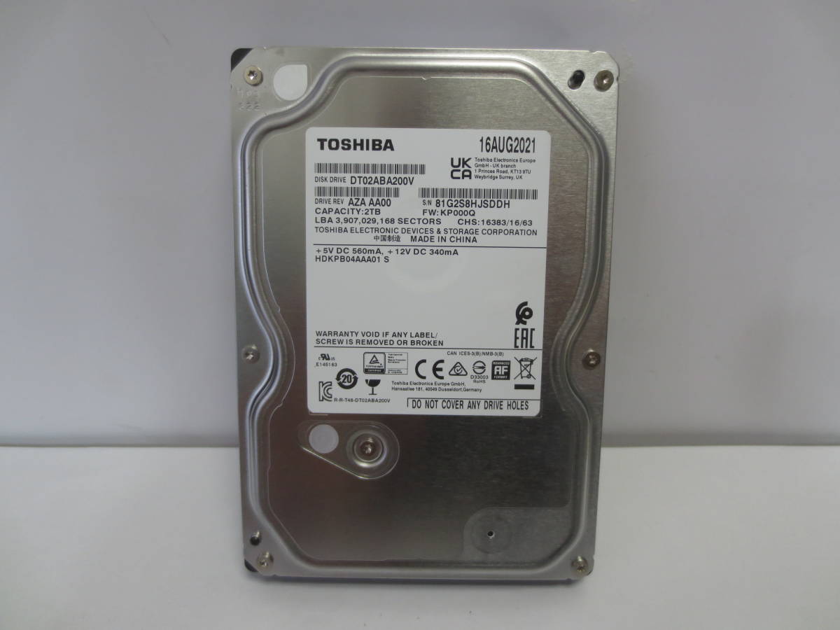 1520時間/2557回 TOSHIBA DT02ABA200V 2TB ハードディスク 3.5インチ(2TB～)｜売買されたオークション情報 ...