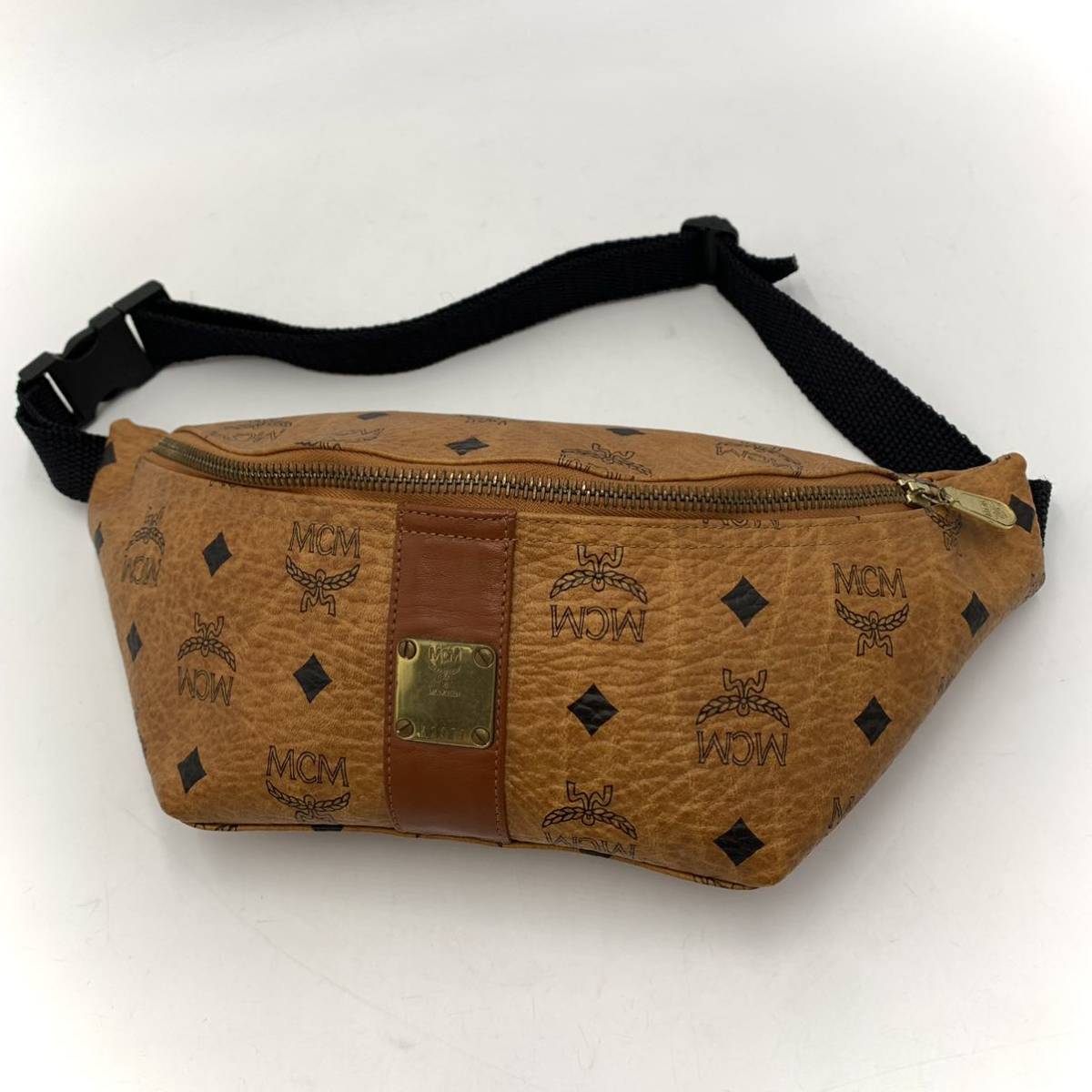 1円~ 良品/ 高級ラグジュアリーバッグ 名作 ヴィセトス柄 'MCM エムシーエム' K2077 本革 レザー ウエストバッグ ボディバッグ ...