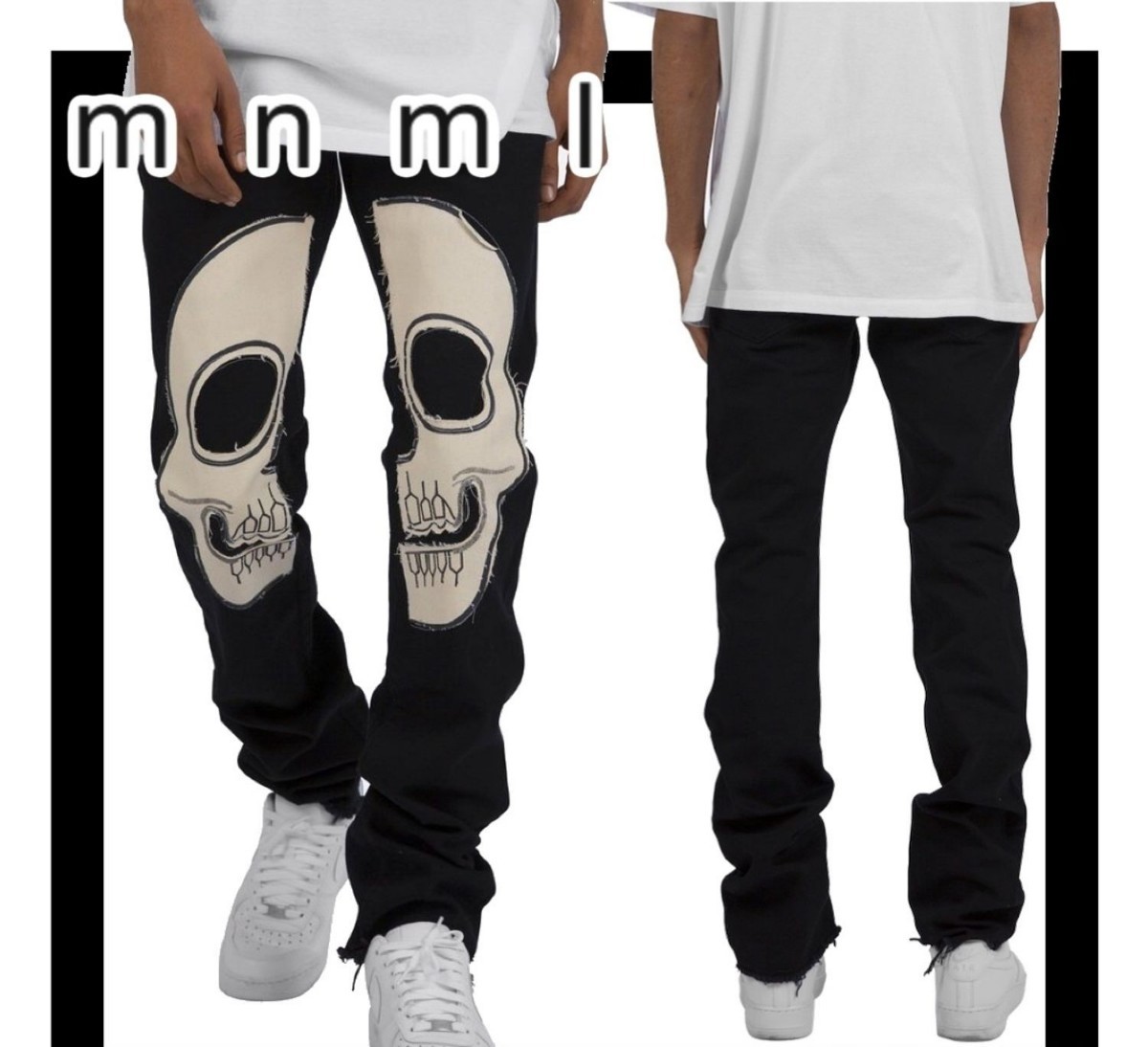 mnml ミニマル ドクロデザインデニムパンツ 30(W30～)｜売買されたオークション情報、yahooの商品情報をアーカイブ公開 - オークファン（aucfan.com）