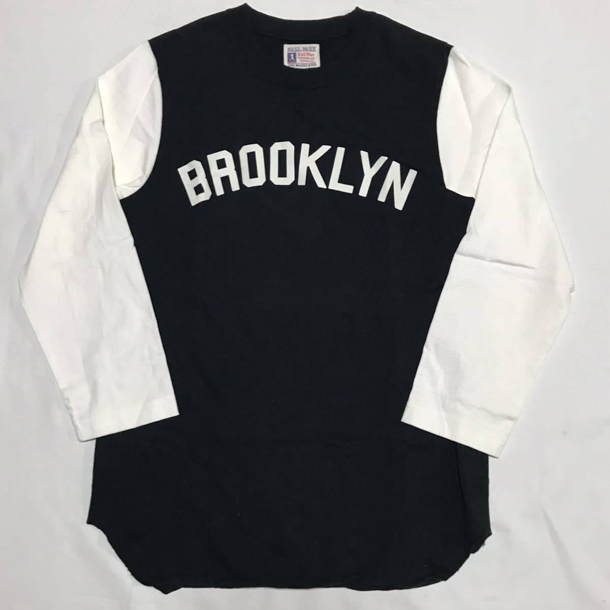 JOE McCOY BROOKLYN BALL PARK KNIT WEAR ジョーマッコイ ベースボール 長袖Tシャツ メンズS 黒 白 ...