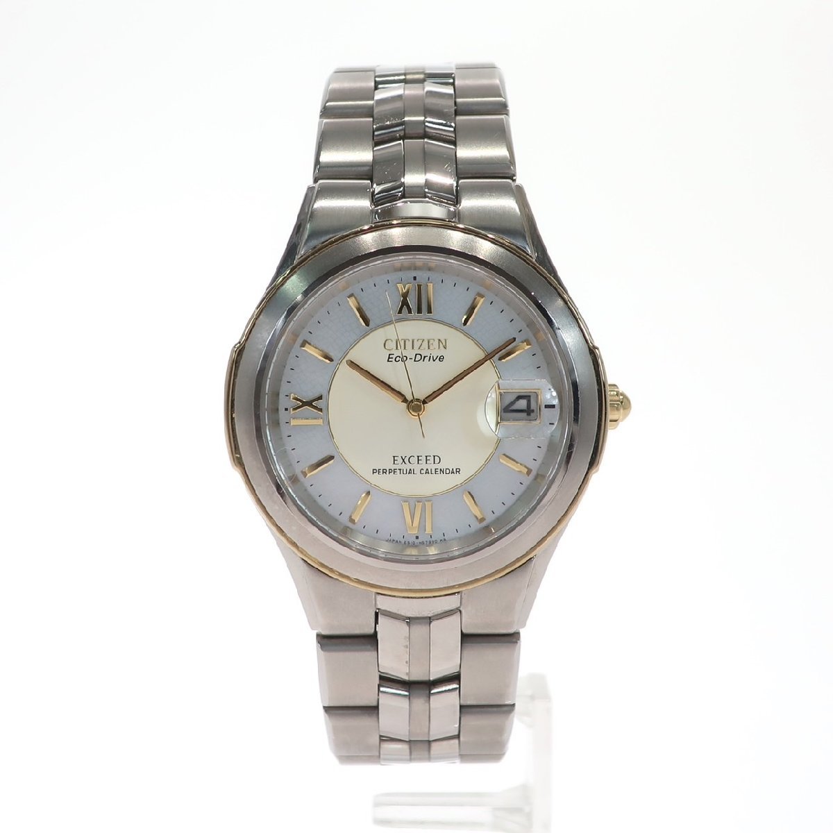 1円スタート 稼動品 CITIZEN シチズン EXCEED エクシード Eco-Drive E510-H33112 TA ソーラー デイト ...