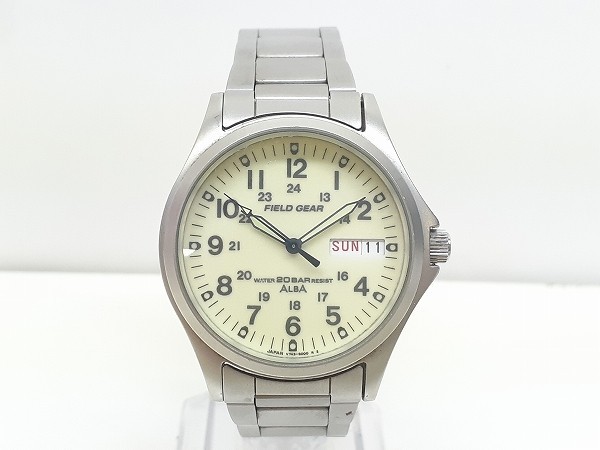 D629-J9-2183 SEIKO セイコー ALBA アルバ V743-8000 蓄光文字盤 デイデイト メンズ クオーツ 腕時計 不動 ...