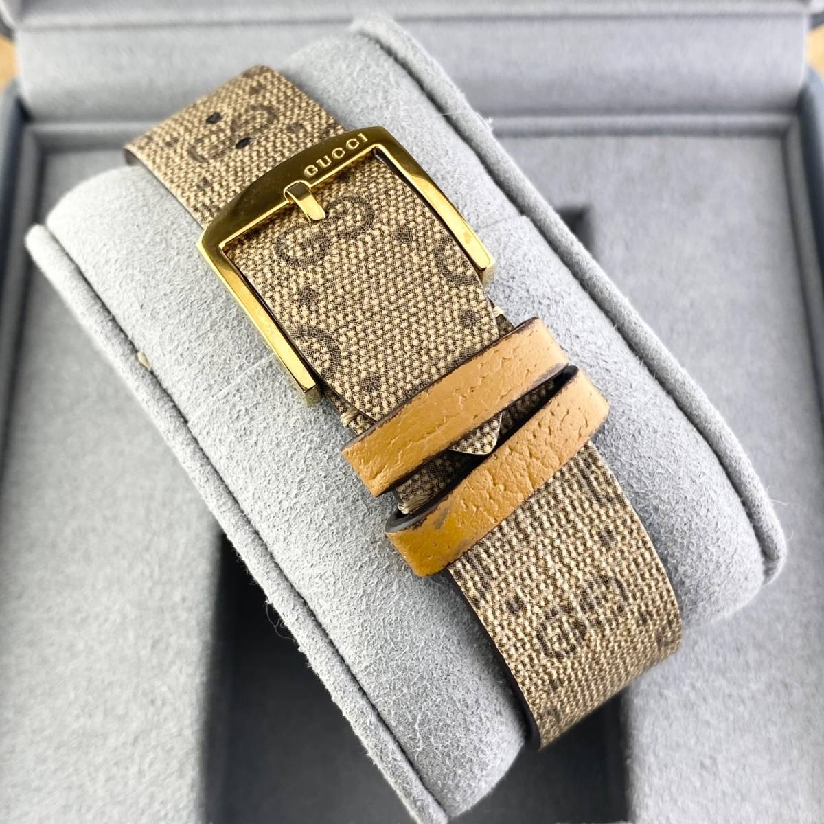 1円〜 GUCCI グッチ 腕時計 メンズ グリップウォッチ 157.4 YA157420 ディズニーコラボ ミッキーマウス ゴールド GG ...