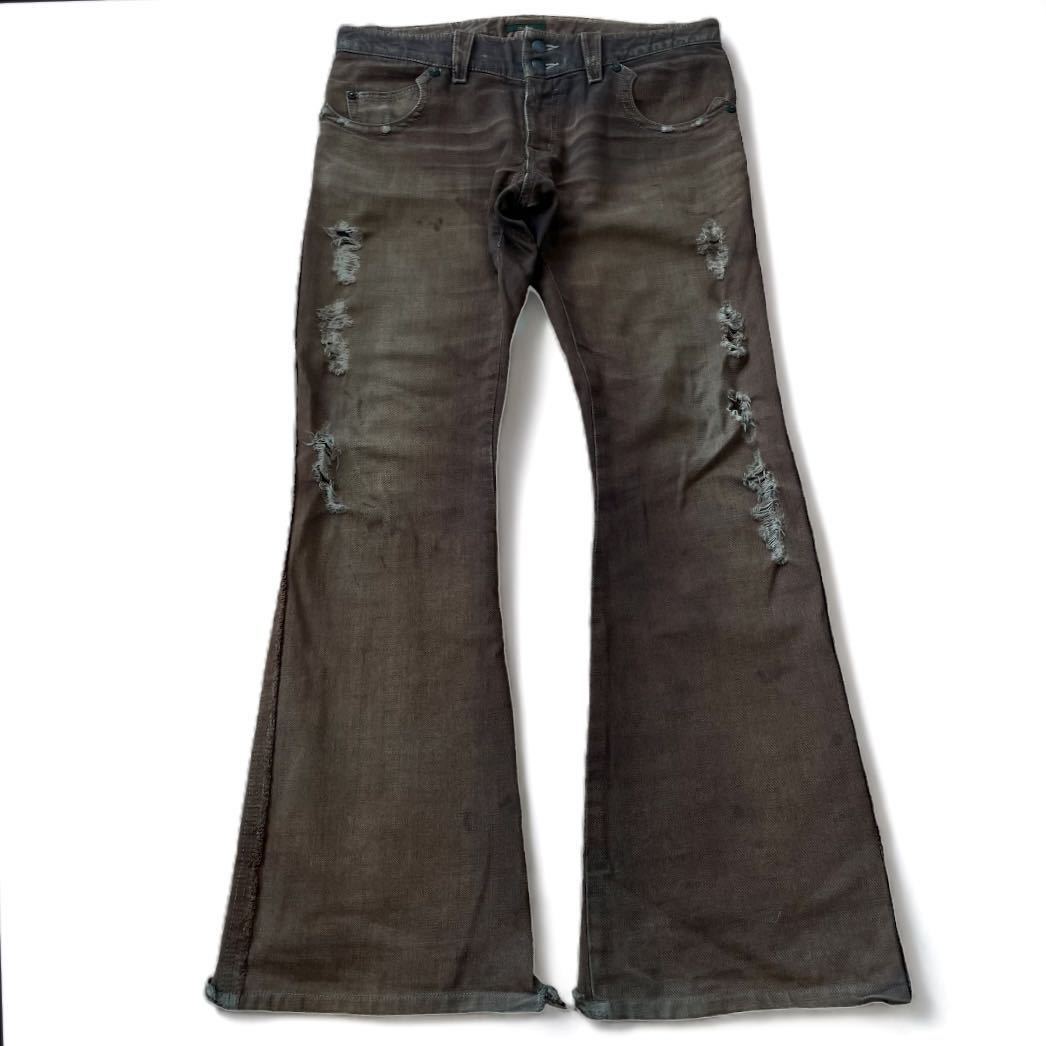 Rare 00s Obelisk Flare Damaged Denim オベリスク tornado mart goa ゴア l.g.b ...