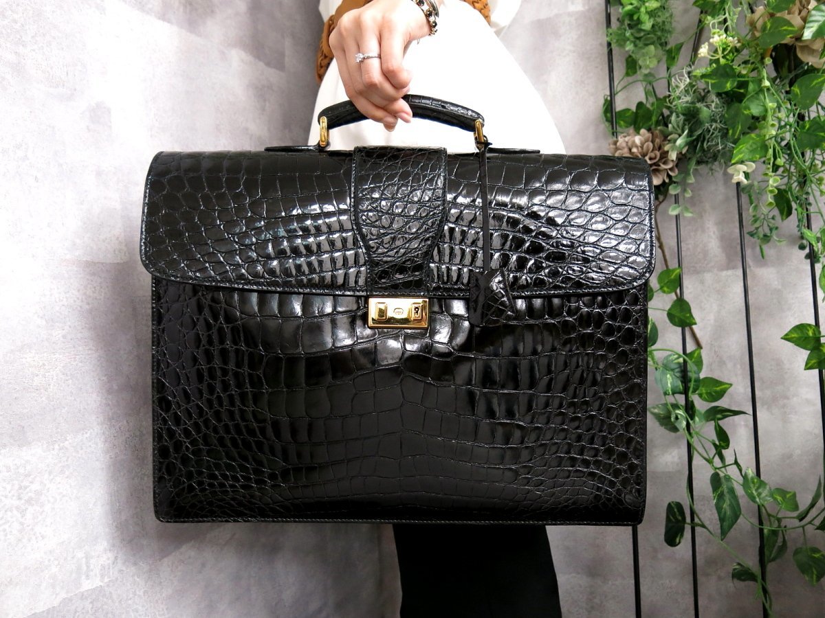 超 GUCCI オールド グッチ メンズ クロコダイル 本 ワニ 革 ビジネス バッグ ブリーフケース 黒 ヴィンテージ A4 B102(その他)｜売買されたオークション情報、yahooの商品 ...