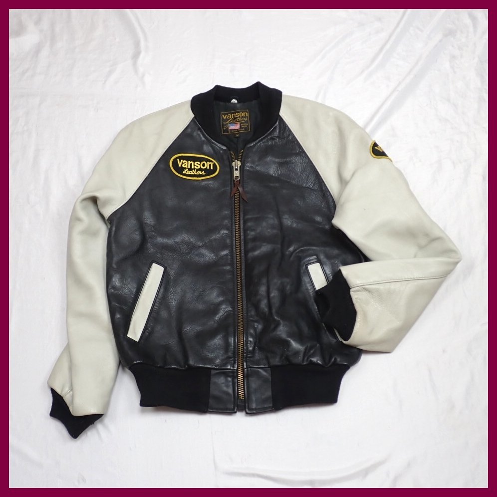 vanson/バンソン スタジアムジャンパー 34/メンズS相当/ブラック×ライトグレー/レザー/USA製/スタジャン&1946700033(ジャケット、上着)｜売買されたオークション情報 ...