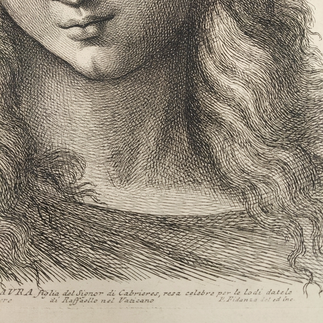 パオロ フィダンツァ銅版画 ラウラ 原画ラファエロ 1785 Lauretta detta Madonna Laura di Rafaelle ...