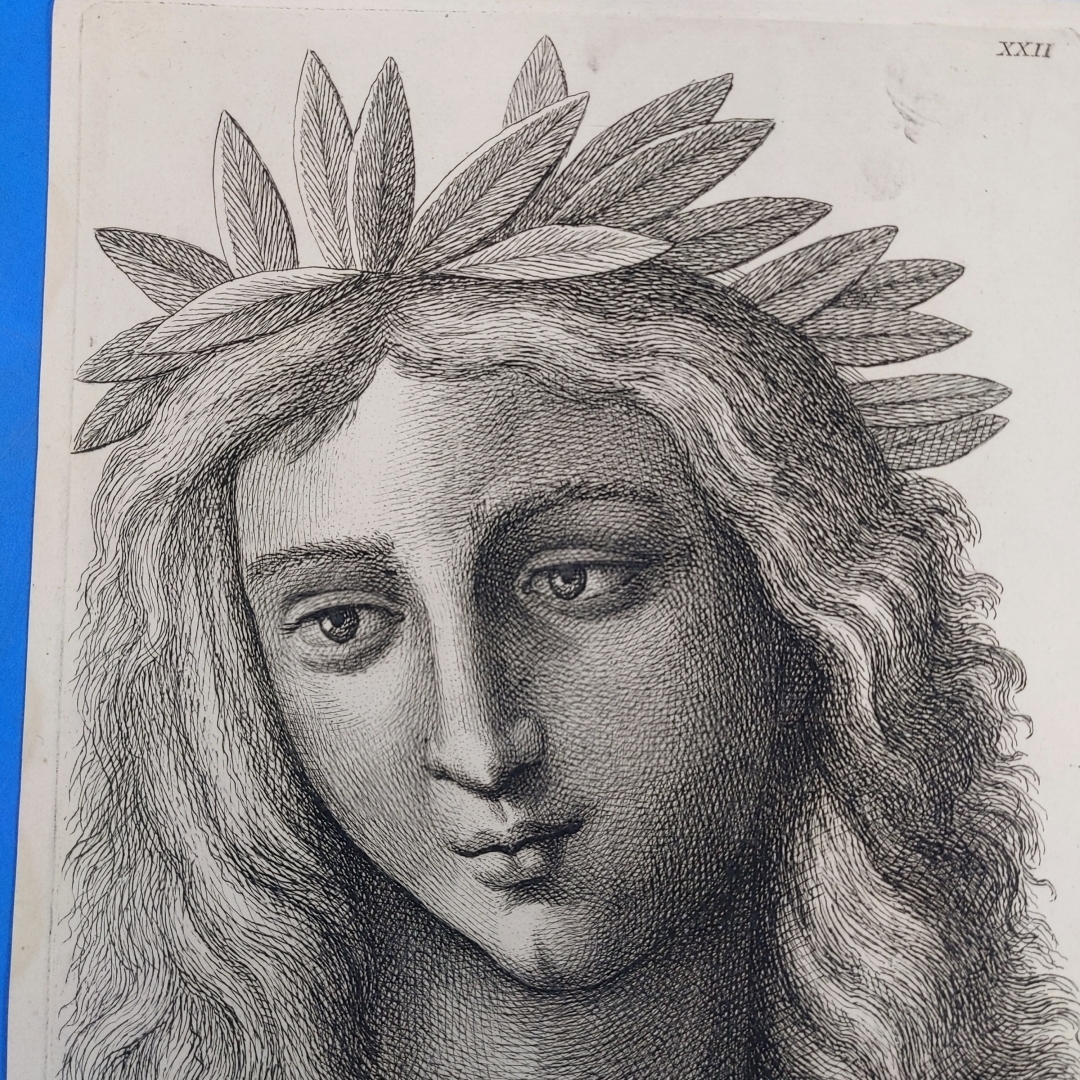 パオロ フィダンツァ銅版画 ラウラ 原画ラファエロ 1785 Lauretta detta Madonna Laura di Rafaelle ...