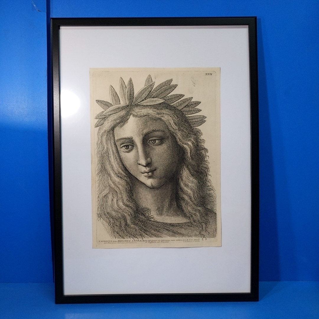 パオロ フィダンツァ銅版画 ラウラ 原画ラファエロ 1785 Lauretta detta Madonna Laura di Rafaelle ...