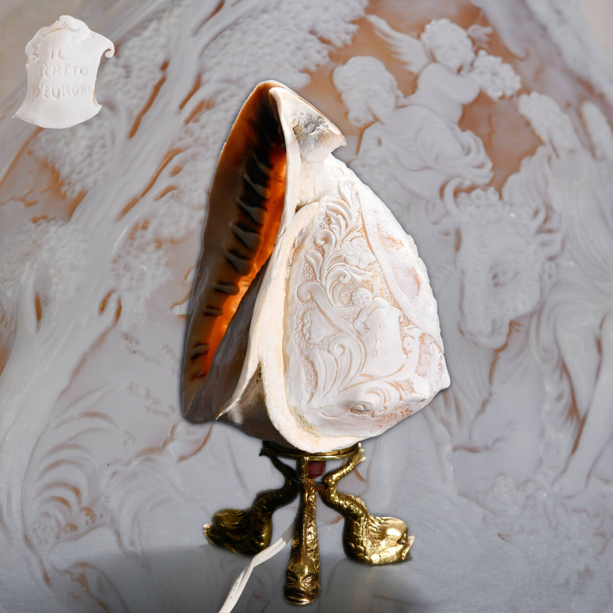 br10342 カメオ ライト シェルランプ インテリア アンティーク デスクライト 刻印 置物 在銘 高27.8cm 重1435.6g(西洋彫刻)｜売買されたオークション情報、yahooの ...