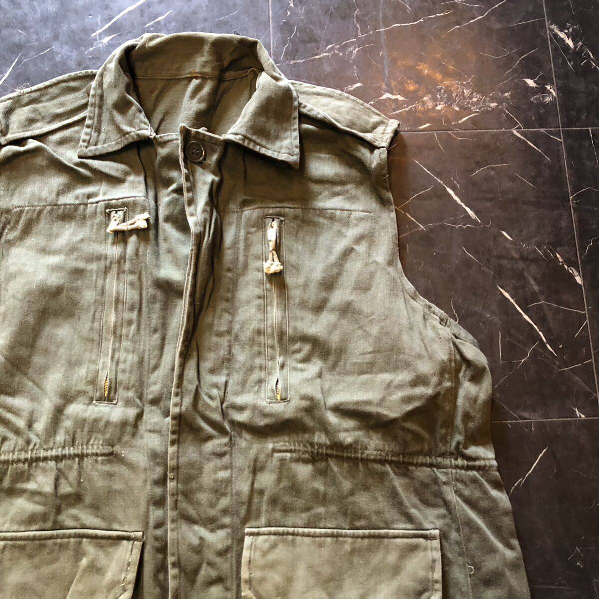 70s 80s French Army フランス軍 リメイク品 民間品 ベスト フィールドジャケット ミリタリー ヴィンテージカーキ ハンティング XL相当 147(XLサイズ以上)｜売買され ...