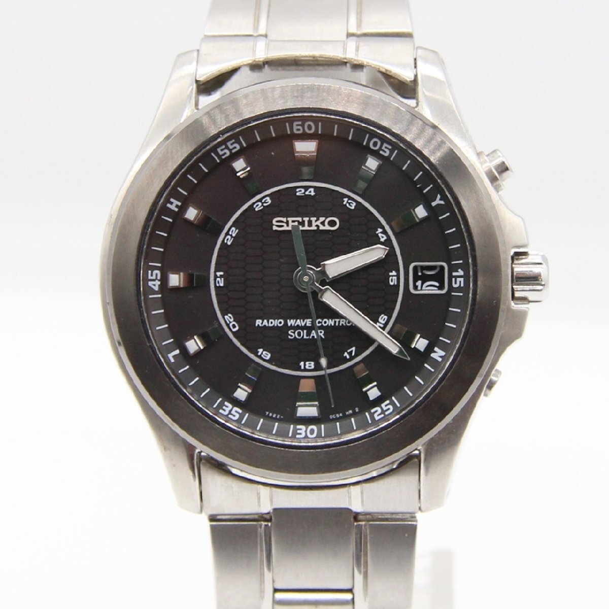 SEIKO セイコー RADIO WAVE CONTROL 7B22-0BN0 電波ソラー デイト 文字盤ブラック み 品 m_w j m24 ...