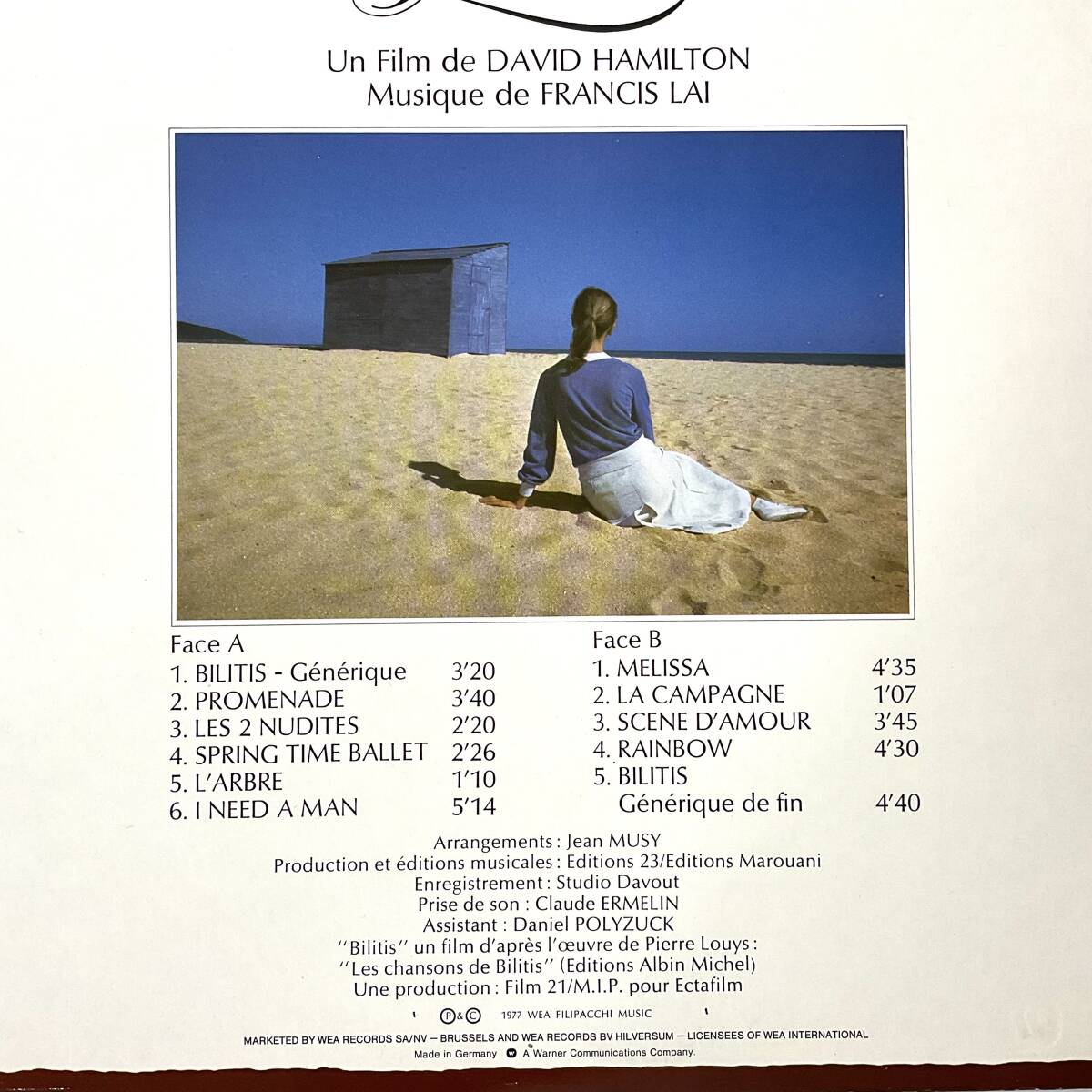 DAVID HAMILTON Francis Lai - Bilitis Bande Originale Du Film FRANCE ...