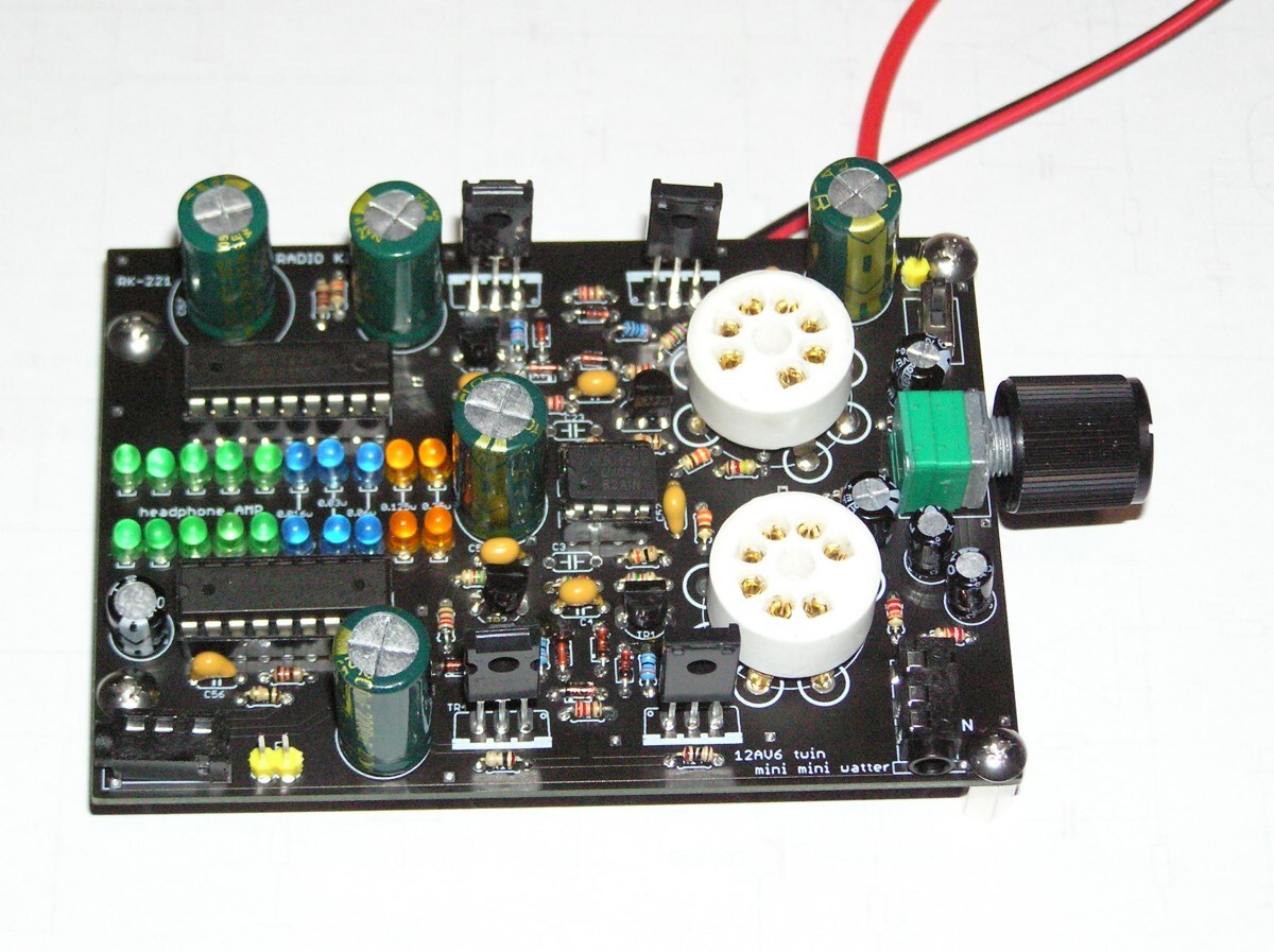 12AV6 twin ヘッドホンアンプ基板 p c b 12AV6+ op amp buffer +2 stage booster Led ...