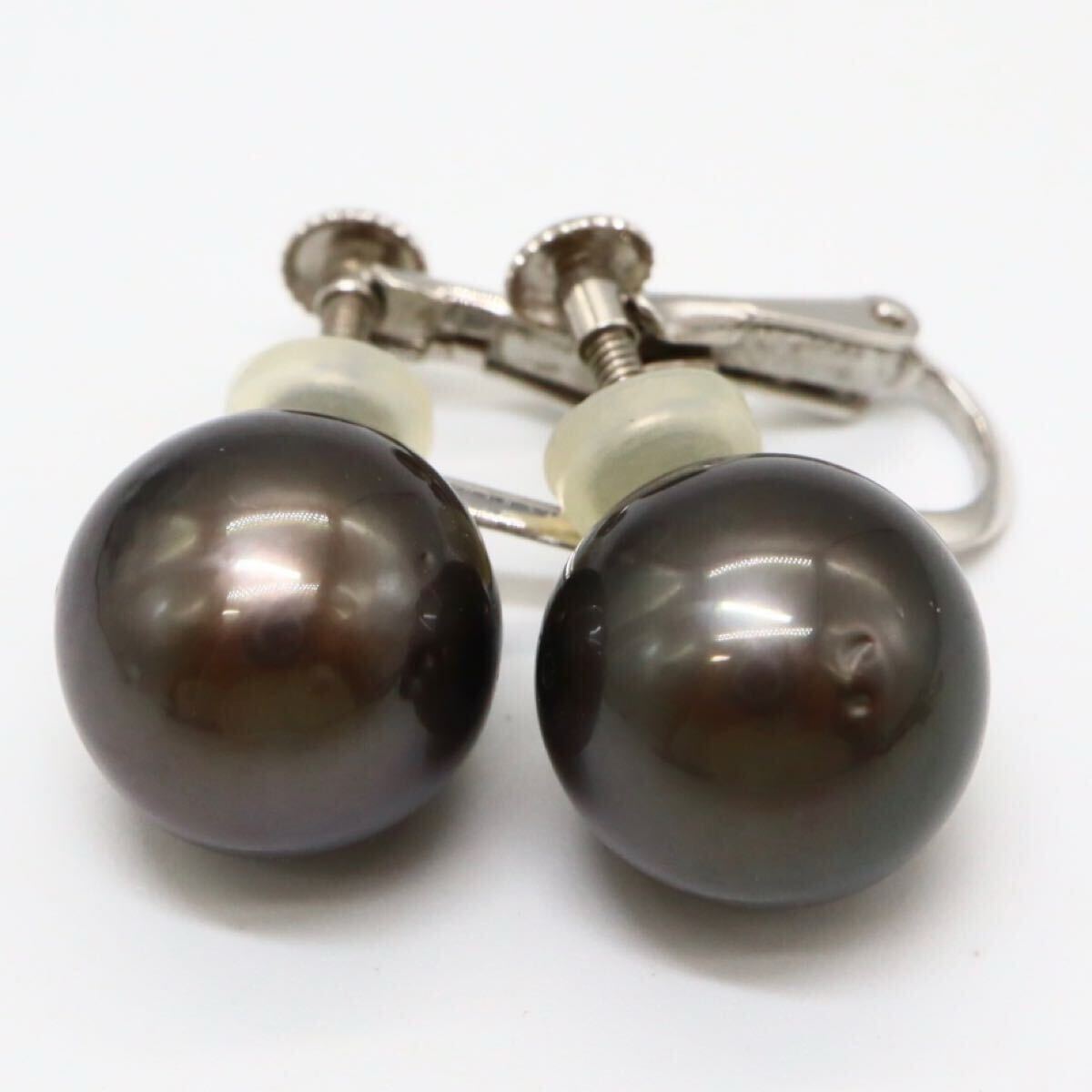 1円〜 良品 南洋黒蝶真珠ネックレス&Pt900リング&u K14WGイヤリング N 約77.9g 約43.0cm 約9.0-11.5mm珠 necklace jewelry FA0 ...