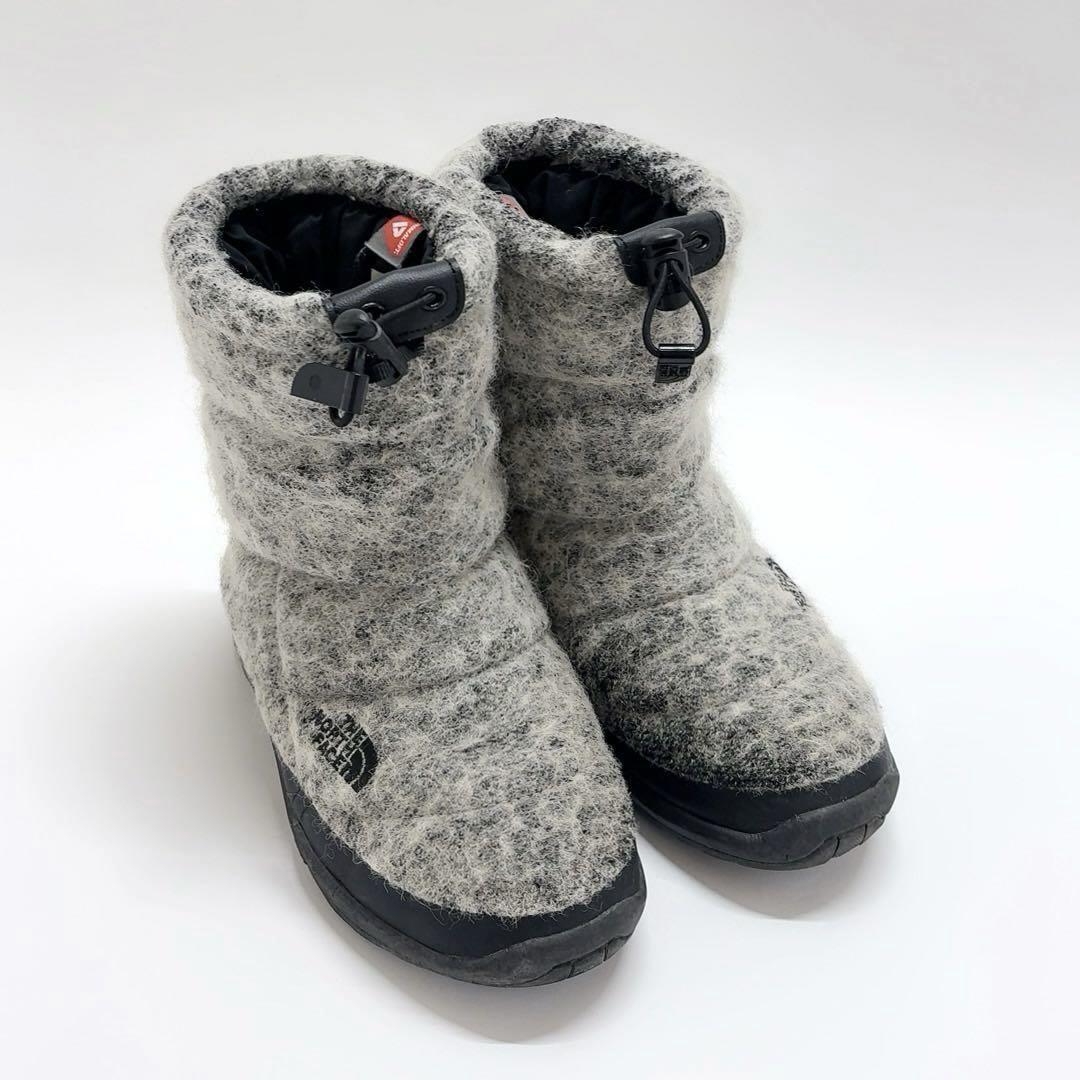 ザ ノースフェイス ヌプシブーティー WPウール ブーツ 23cm グレー Nuptse Bootie WP Wool Luxe II ...