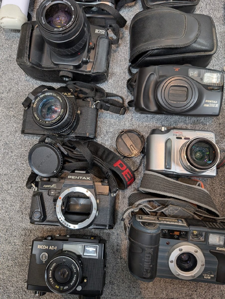 1円 カメラ まとめ 大量 本体 レンズ 部品パーツ 約40点 canon sony olympus pentax konica richo kyosera fujifilm nikon RA ...