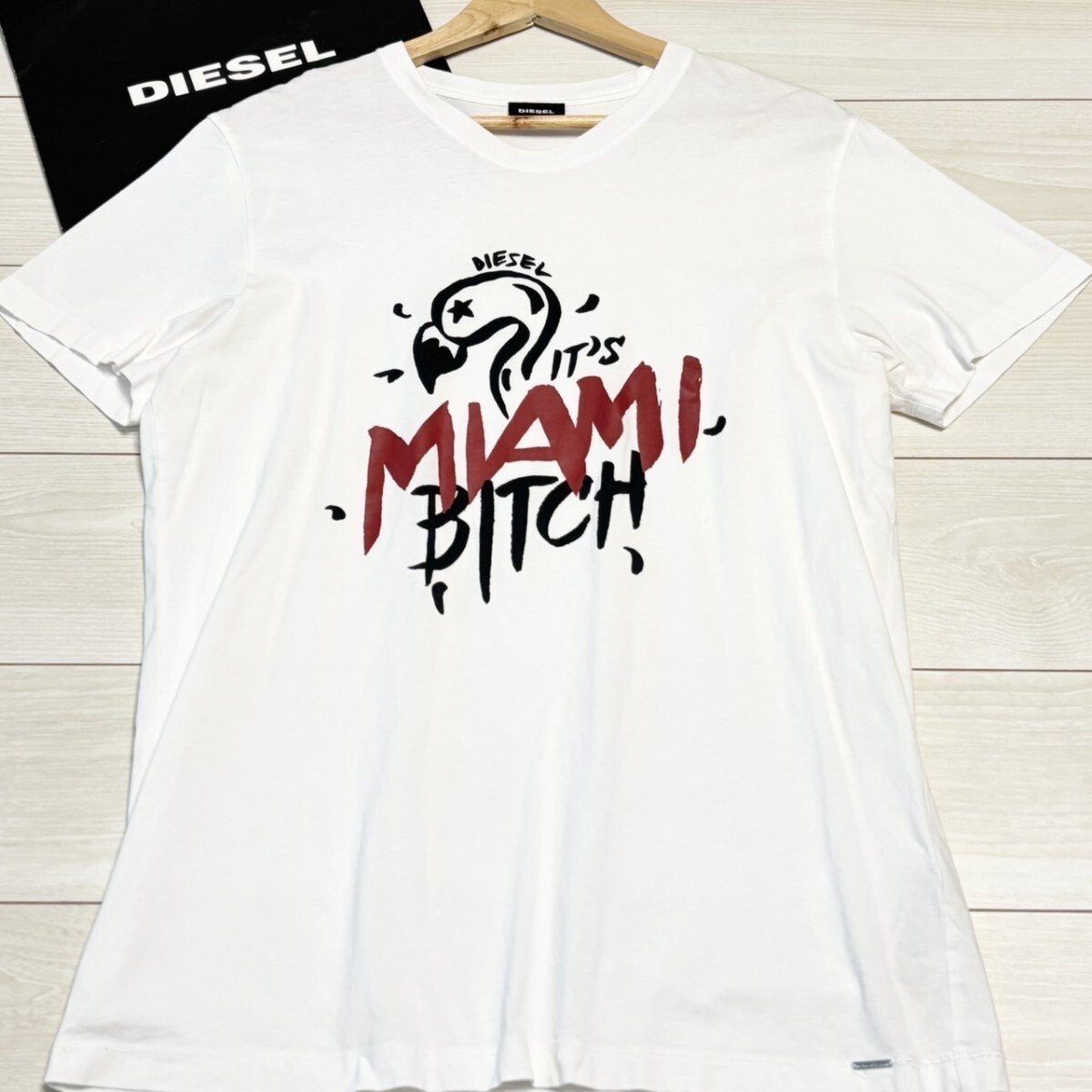 Xlサイズ Diesel ディーゼル Tシャツ 半袖 マイアミ Bitch ビッグロゴ プリント 現行タグ メンズ ホワイトxlサイズ以上 3278