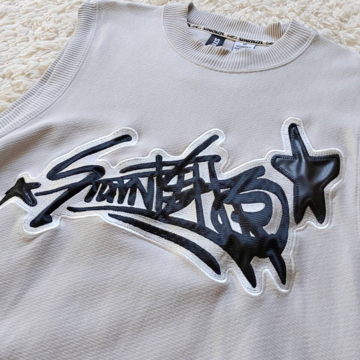 STARNISH 00s スターニッシュ センター刺繍ロゴ ノースリーブ タンクトップ ゲームシャツ B系 HIPHOP Y2K STUSSY ...