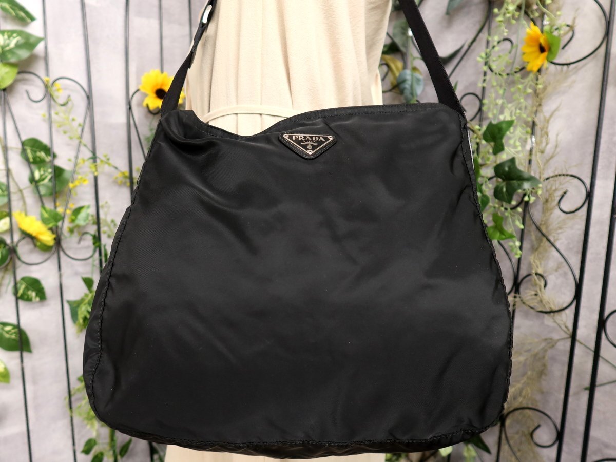 超 PRADA プラダ 三角ロゴプレート ポコノ ナイロン カーフ レザー 本革 ショルダー バッグ 黒 SV金具 B5 書類 収納 Js58968(ショルダーバッグ)｜売買されたオークション ...