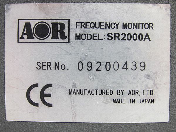 AOR エーオーアール SR2000A 広帯域スペクトラム受信機(受信機)｜売買されたオークション情報、yahooの商品情報をアーカイブ公開 - オークファン（aucfan.com）