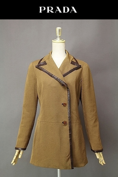 高級 PRADA/プラダ レザーパイピング コート 茶(コート)｜売買されたオークション情報、yahooの商品情報をアーカイブ公開 - オークファン（aucfan.com）