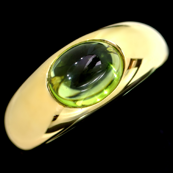E0445 TIFFANY＆Co. ティファニー ペリドット 最高級18金無垢リング サイズ8.5 重さ7.8g 縦幅8.4mm(イエロー ...
