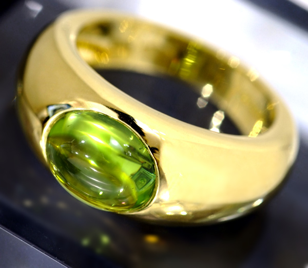 E0445 TIFFANY＆Co. ティファニー ペリドット 最高級18金無垢リング サイズ8.5 重さ7.8g 縦幅8.4mm(イエロー ...