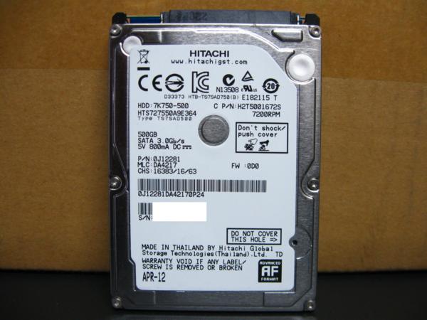 HITACHI Travelstar HTS727550A9E364 500GB SATA 7200rpm 2.5型 HDD 日立(500GB ...