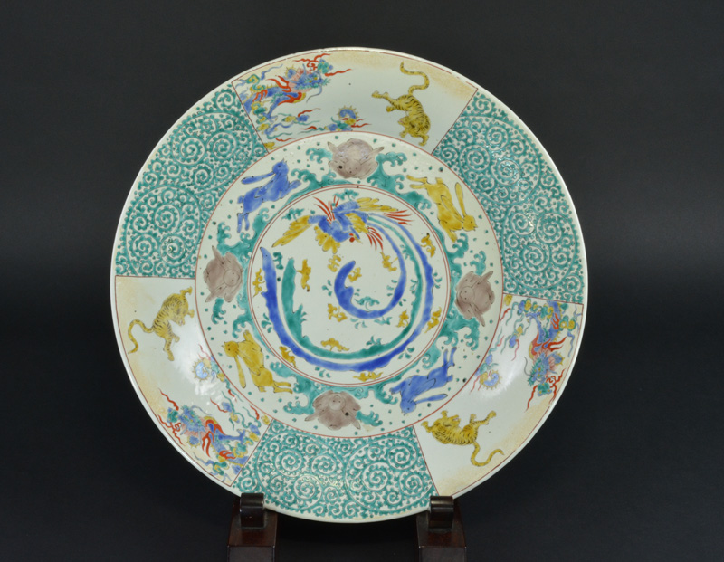 元YL 伊万里焼 古伊万里 柿右衛門様式 錦手波兎鳳凰文 飾皿 直径約46cm 古玩 AYPT(柿右衛門様式)｜売買されたオークション情報 ...