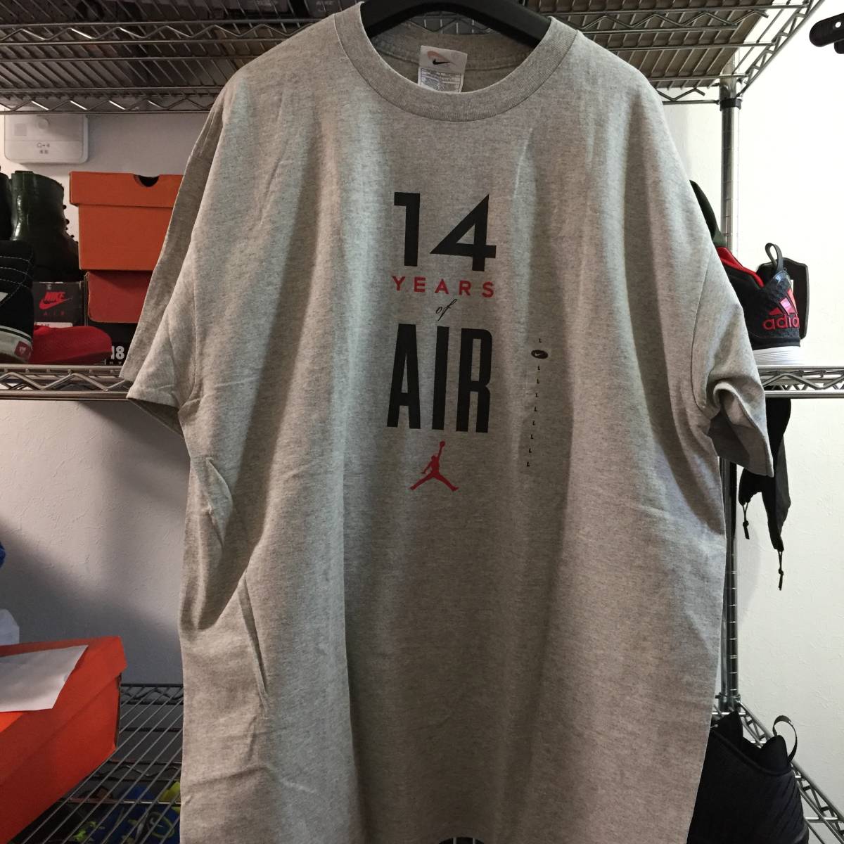 L NIKE AIR JORDAN 14 TEE GREY MICHAEL JORDAN ビンテージ エアジョーダン マイケルジョーダン(L ...