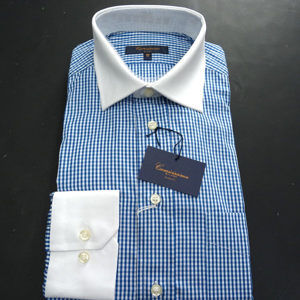 カミチッシマMILANO ギンガムチェッククレリックシャツ39-80青×白 I15808 Camicissima メンズ(Sサイズ)｜売買されたオークション情報、yahooの商品情報を ...