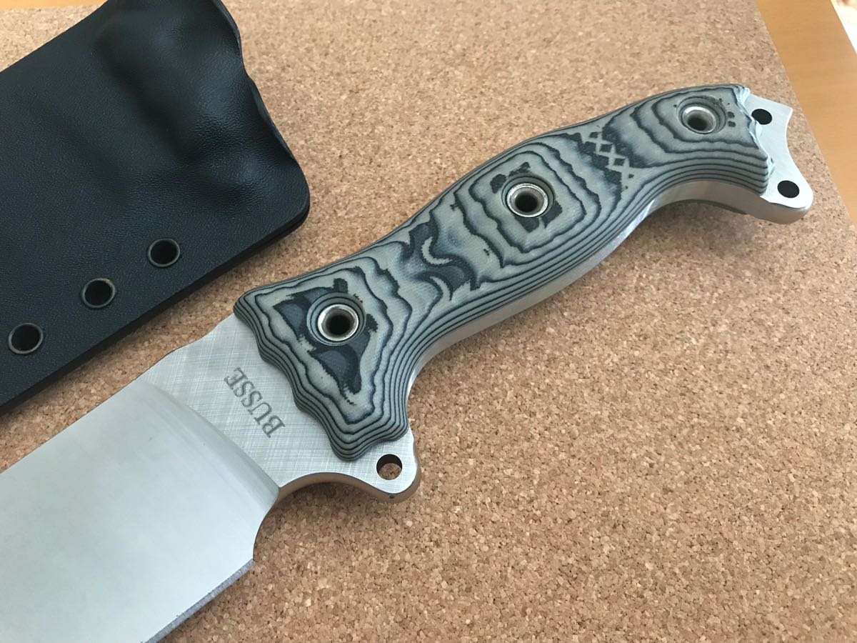 Busse Combat NMFSH Nuclear Meltdown Fusion Steel Heart Satin INFI BIG Finish Black/Tan G10 ...