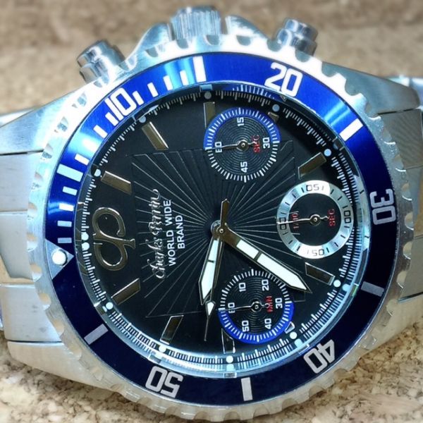 Charles Perrin シャルル ペリン 正規品クロノグラフ腕時計 青(その他)｜売買されたオークション情報、yahooの商品情報を ...