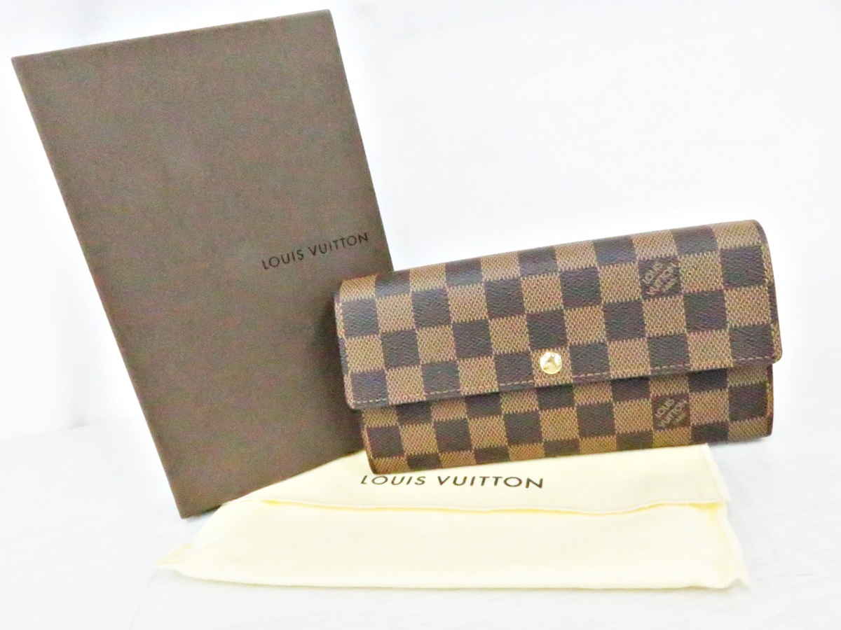 a040 LOUIS VUITTON ルイ ヴィトン ダミエ ポルトフォイユ サラ 二つ折り長財布 袋 箱付き シリアル CA4101 3(ダミエライン)｜売買されたオークション情報 ...