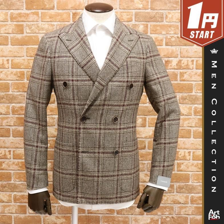 1円 Cantarelli／44サイズ／テーラードジャケット シルク カシミヤ混ツイード Italy製 格子カンタレリ／e1087 44 ブラウン×ボルドー(Sサイズ)｜売買されたオークション ...