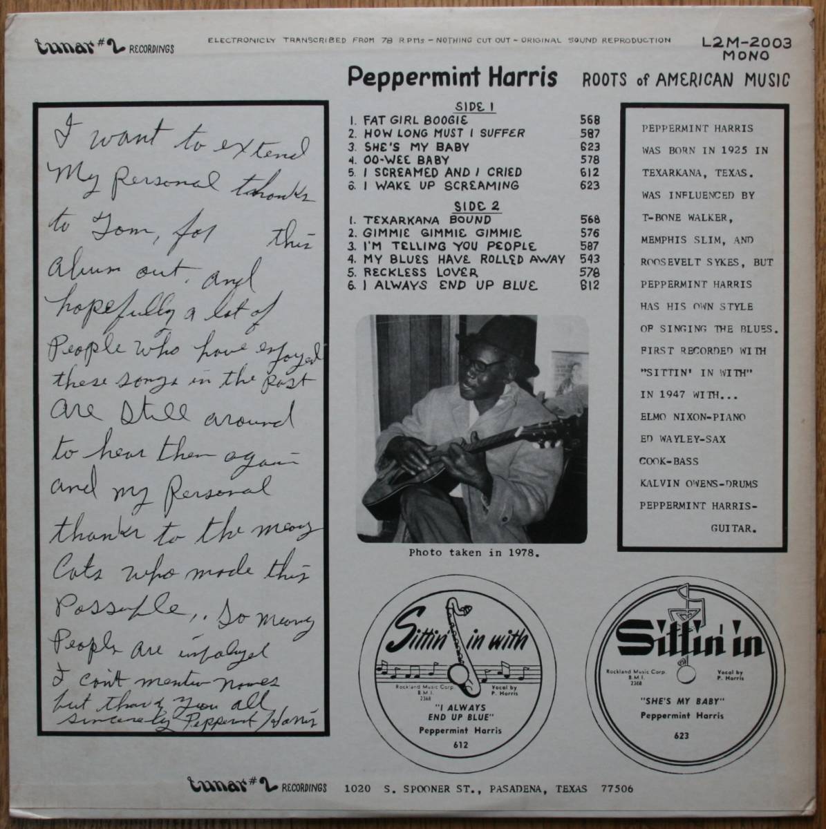 U.S.LP Peppermint Harris Lunar #2 L2M-2003 : Sittin' in with HISTORICAL ...