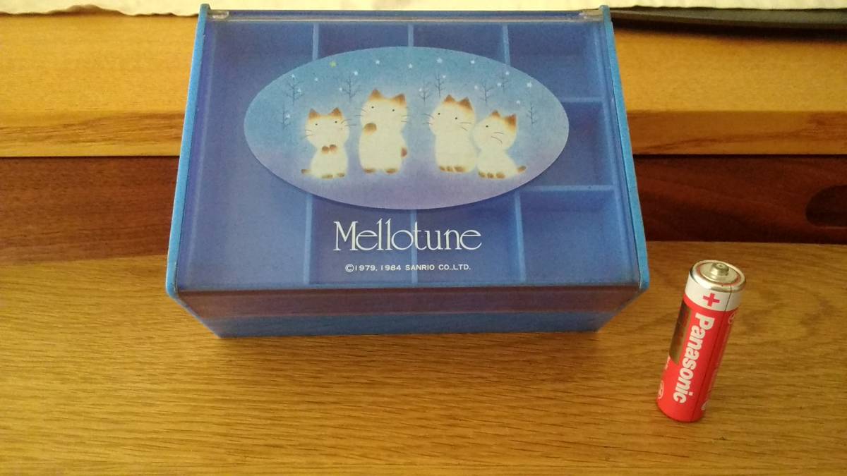 1984 Mello tune メローチューン ジュエリーケース 小物入れ ミニチェスト 昭和レトロ サンリオ 旧ロゴ 日本製 当時物 ねこ ...