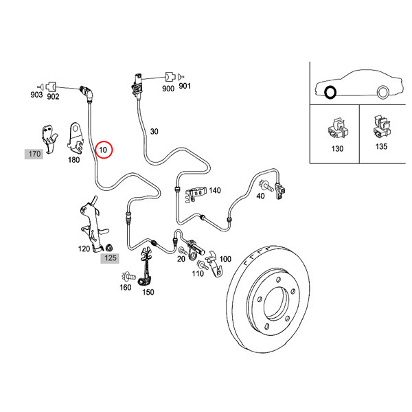 ベンツ W221 フロント ABSセンサー/スピードセンサー 片側 2215400317 2215401217 2219050001 ...
