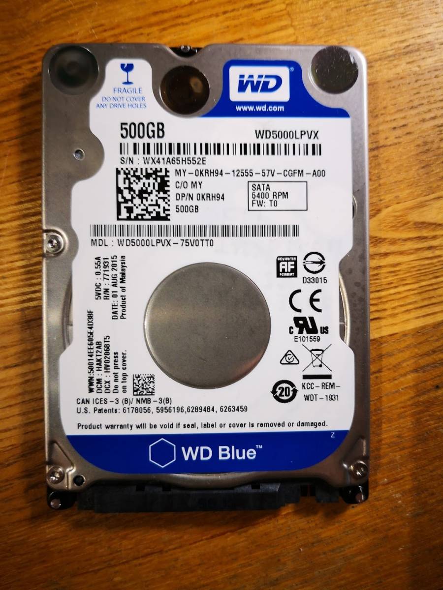 WD5000LPVX-75V0TT0 500GB 2.5インチ 使用時間12時間(500GB～)｜売買されたオークション情報、yahooの商品 ...