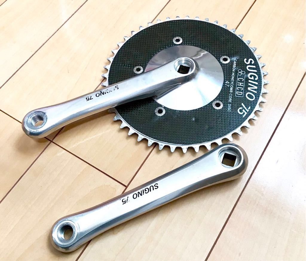 SUGINO CHCD 75 CARBON カーボン ハニカム クランク チェーンリング セット スギノ njs 3rensho ...