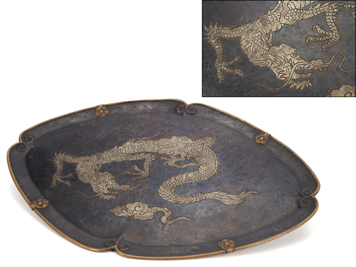 夢工房 時代 毛織銅 雲龍 象嵌 変形 煎茶盆 245g 幅28.3㎝ K-276(銅製)｜売買されたオークション情報、yahooの商品情報をアーカイブ公開 - オークファン（aucfan.com）