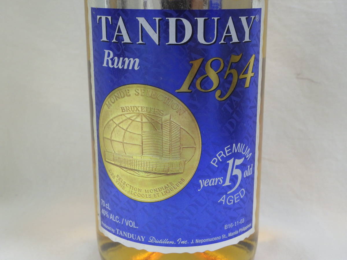 #11326 未開栓 TANDUAY タンデュアイ Rum ラム 1854 プレミアム15年 700ml 古酒(ラム酒)｜売買された ...