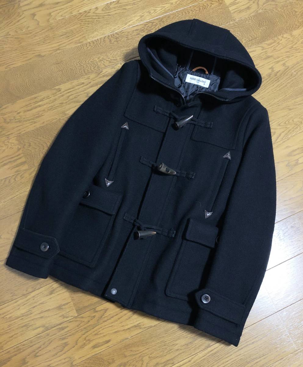 RUDE GALLERY 16AW 定価68 040 DUFFLE COAT SHORT レザー切替 ウールメルトンダッフルコート 3 M ...