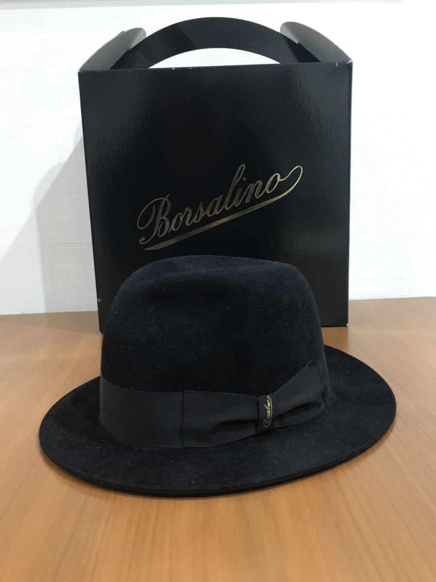 .ボルサリーノ 中折れハット サイズ61 黒 フェルトハット Borsalino(ソフト帽)｜売買されたオークション情報、yahooの商品情報をアーカイブ公開 - オークファン（aucfan.com）