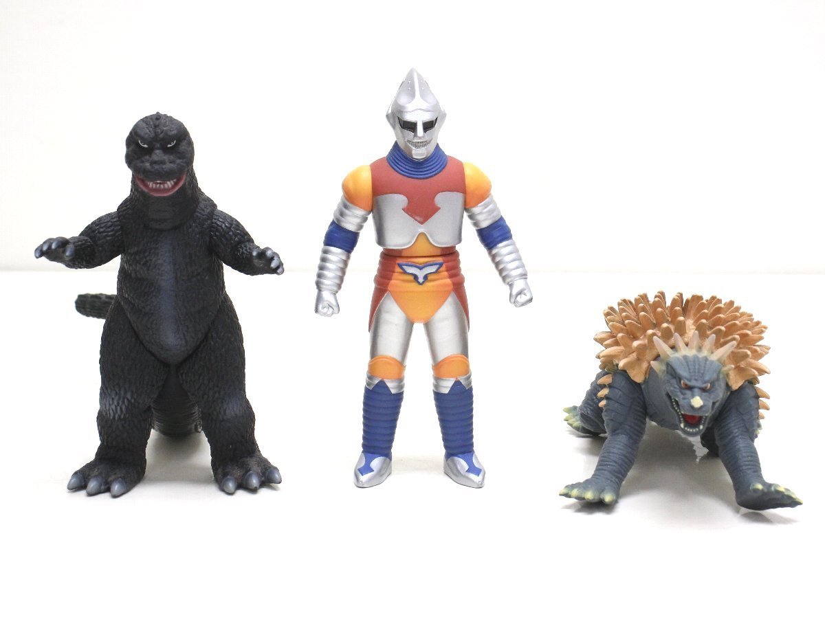 hl97 ソフビ人形 ゴジラ1968 ジャットジャガー アンギラス2005 3体まとめて 高さ8 17cm 東宝 BANDAI バンダイ 特撮 ...