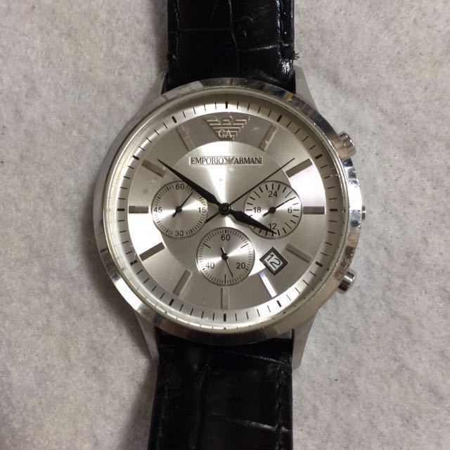 296-0902 ジャンク品 EMPORIO ARMANI エンポリオ アルマーニ メンズ腕時計 AR-2432 クロノグラフ クォーツ ...